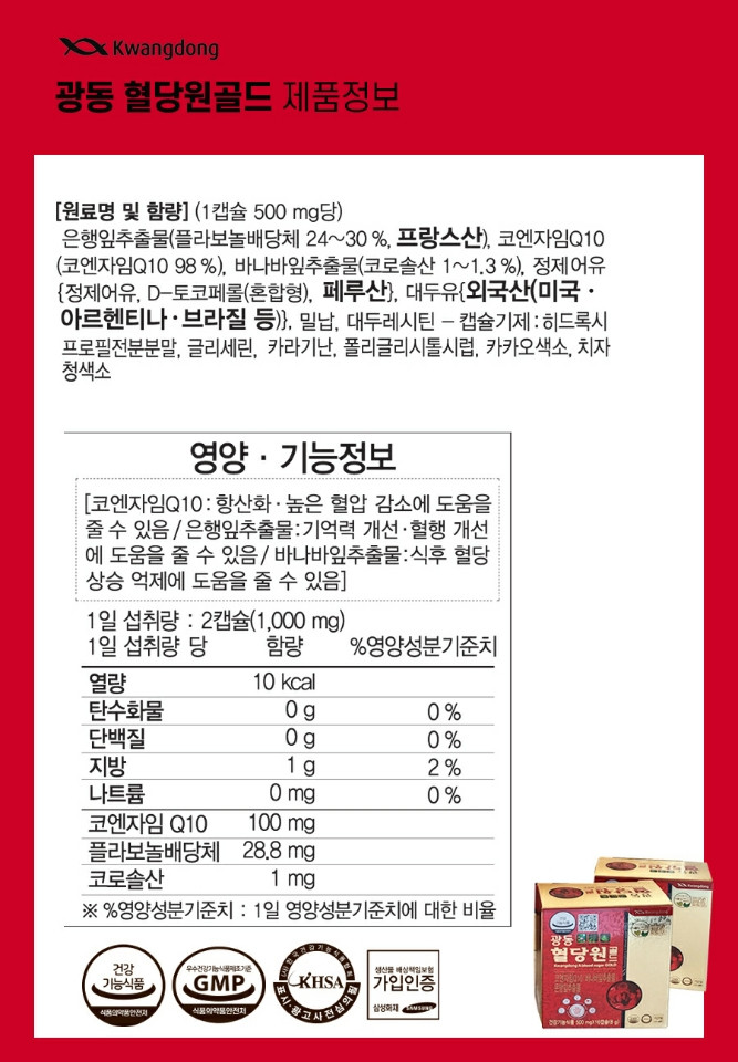 약사맘닷컴 광동 혈당원골드코엔자임q10바나나잎추출물은행잎추출물 112t